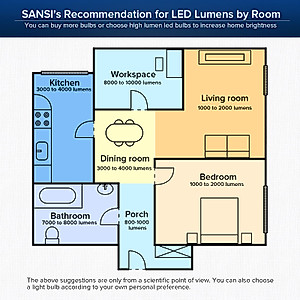 SANSI 100W Equivalent A19 LED Light Bulb, 1600 Lumens 5000K Daylight White Bulb with Ceramic Technology, 6 Pack 22-Year Lifetime, Non-Dimmable, Efficient, Safe, 13W Energy Saving for Home Lighting