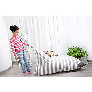 XL Stuffed Animal Storage Bean Bag Chair by mylola | Premium Quality Cotton Canvas Cover | Kids Soft Toy Organizer fits 200L | Makes Comfy Lounger