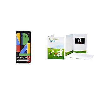 Google GA01187-US Pixel 4 - Just Black - 64GB - Unlocked with Amazon.com $200 Gift Card in a Greeting Card