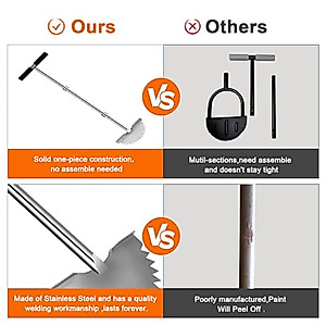 Fadown Edger Lawn Tool Half Moon Lawn Edger with Saw-Tooth Blade for Cleaning Edges Along Sidewalks Driveways Garden Flower Beds-Made of Stainless Steel with T-Grip Handle