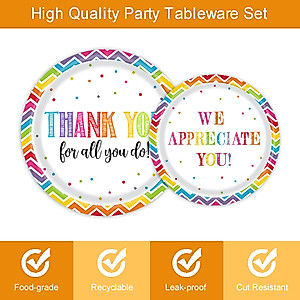 96 Pcs Thank You for All You Do Party Decoration Set Serves 24 Guests Be Thankful to The Teacher Doctor Staff Dinnerware Set Class of 2024 Prom Senior Year Party Tableware Supplies