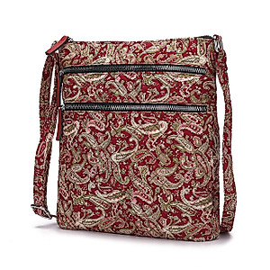 MKF Women's Quilted Cotton Crossbody Bag for Women Lightweight Crossover Shoulder Purse