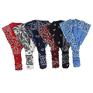 Carede Paisley Bandana Headband for Women with Elastic Yoga Headband Outdoor Hairband Adjustable Turban Headwrap,Pack of 6