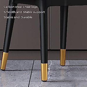 Odinlake PU Leather, Living Room Kitchen Dining Without Armrest, Modern Minimalist Coffee Shop Leisure Reception Chair with Metal Legs, Set of 2, Orange+Armless