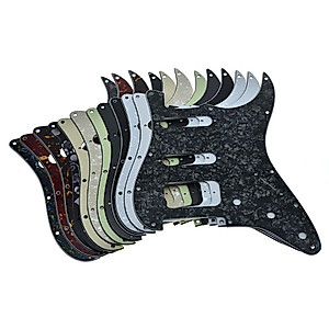 KAISH 11 Hole American Modern Strat Style HSS Pickguard 2-Screw Round Corner Humbucking Pickup Mounting for Stratocaster/Strat Black 3 Ply