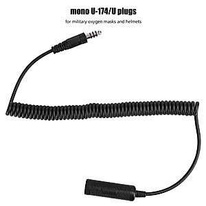 Headphone Extension Line,Coiling Type U-92A/U to U-174/U Helicopter Military Headphone Extension Cable,Used to Expand Standard Military Mono U-174/U Plugs to Connect Helicopters or Military Rad