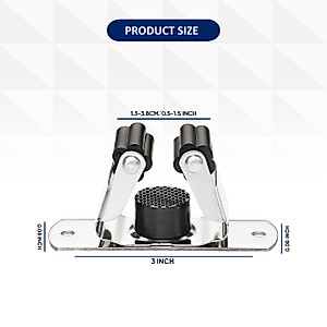 Superio Mop and Broom Holder, Set of 4 Single Piece Hooks, Stainless Steel Wall Mount Cleaning Storage Tool Organizer, Heavy-Duty Hook for Kitchen, Closet Garage, and Office