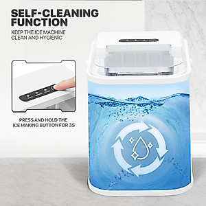 mollie Ice Makers Countertop, 8 Mins 8 Bullet Ice, 24lbs Per Day, Portable Ice Maker Machine with Handle, Self-Cleaning Ice Scoop and Basket, for Home Kitchen Office Camping Bar Party, White