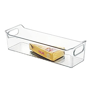 mDesign Plastic Kitchen Pantry Cabinet, Refrigerator or Freezer Food Storage Bins with Handles - Organizers for Fruit, Yogurt, Drinks, Snacks, Pasta, Condiments - Set of 4 - Clear