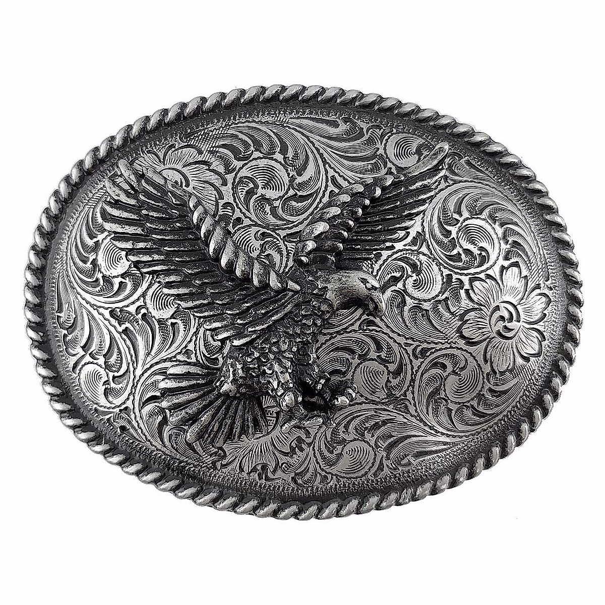 H8170 Western American Eagle Belt Buckle Fits 1-1/2"(38mm) Belt (Antique Silver)
