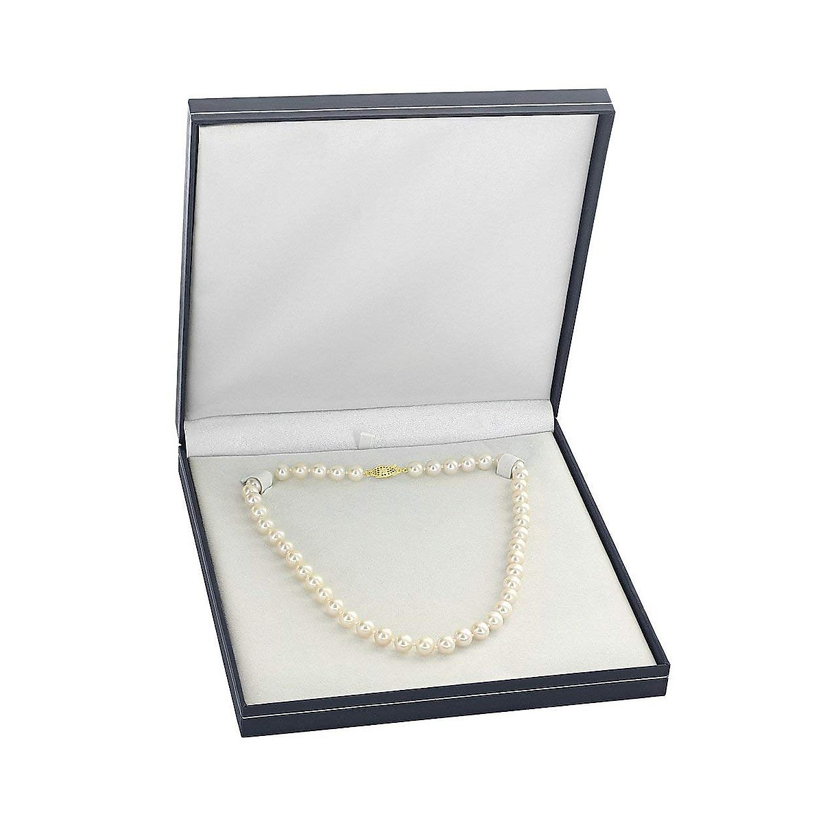 The Pearl Source 14K Gold 8-9mm AAA Quality White Freshwater Cultured Pearl Necklace for Women in 18" Princess Length