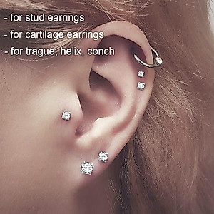 PunkTracker 16G 18G 20G 6/8/10MM Threadless Piercing Jewelry for Tragus Nose Helix Conch Medusa Lip Labret - Surgical Steel Nose Studs for Women Men