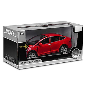 1/32 Model x Metal Die Casting Toy Car for 3 to 12 Year Old Boy Pull Back Car Toy with Sound and Lights (Red)