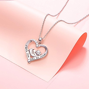 925 Sterling Silver Animal Jewelry Engraved I Love You Like No Otter Sea Otter Heart Pendant Necklace for Women Birthday Gifts (06_I love you like no otter)