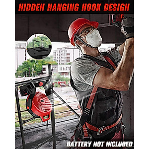 HEINPRO Battery Powered Fan for Milwaukee M18 18V Battery with AC Adapter (No Battery), Up to 650 CFM Cordless Fan,Variable Speed Battery Operated Fan,Low Noise 30dB Portable Fan, Jobsite Camping Fan