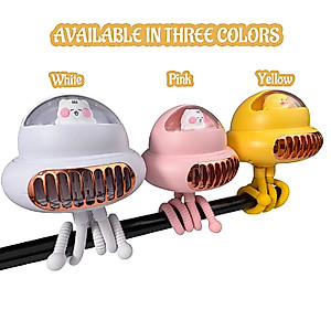 BOHANNE 4000mAh Portable Battery Operated Stroller Fan Flexible Tripod Clip On Fan with 4 Speeds Handheld Personal USB Fan for Car Seat Crib Bike Treadmill (Yellow)