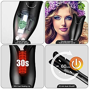MIUOPUR Automatic Hair Curling Iron with Ceramic Ionic Barrel, Smart Anti-Stuck, Auto Rotating Hair Curling Wand with Temperature Display and Timer, Professional Hair Curler Styling Tool.