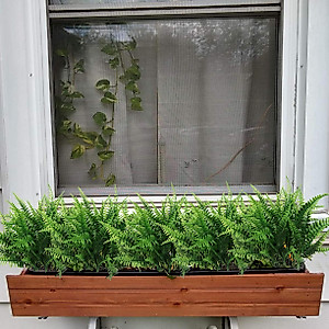 Ollain Artificial Plants 6Pcs Boston Fern Grass Fake Green Bushes Artificial Shrubs Bush Faux Indoor Outdoor UV Resistant Greenery Indoor Outside for Home Garden Porch Window Box Décor