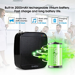 Voice Amplifier, Recbot 15W Small Portable Rechargeable Voice Amplifier for Teachers Elderly Tour Guide Classroom Training Meeting Yoga (Black)