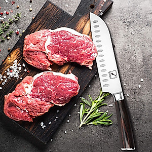 imarku 7 Inch Santoku Knife and 6 Inch Boning Knife German HC Stainless Steel Professional Knife with Ergonomic Pakkawood Handle for Home Kitchen