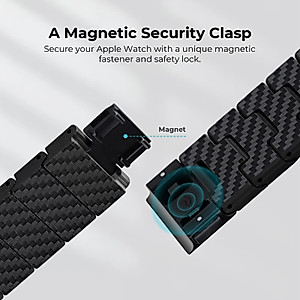 PITAKA Apple Watch Band, 100% Carbon Fiber, Lightweight & Comfortable, Customizable Size, Compatible with Apple Watch Series 8/7/6/SE/5/4/3/2/1