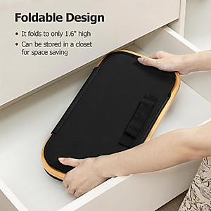 joybest 63L Slim Laundry Hamper with Lid, Black Narrow Laundry Basket with Removable Inner Bag & Bamboo Handles, Skinny Dirty Clothes Hamper for Bathroom, Bedroom & Laundry Room