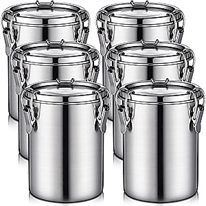 Zopeal 6 Pack 34 Oz Stainless Steel Canisters Set Stainless Steel Airtight Food Storage Containers Metal Containers with Lids Sealed for Tea Coffee Sugar Flour Baking Pantry Kitchen Counter (17.6 Oz)