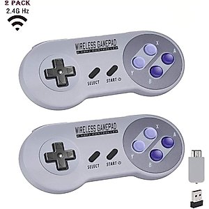 Wireless Controller (2ps) for SNES Game Controller with USB Wireless Receiver can Play with The Windows, iOS, Linx, Android Devices