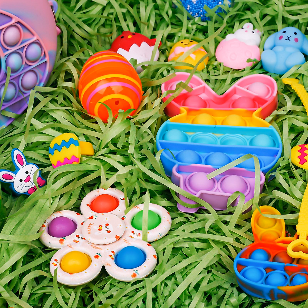 Easter Basket Stuffers - Pop Easter Basket Bunny Purse Bags Sensory Fidget Toy Pack for Kids Toddlers Teens Girls Boys - Great Easter Gift Set for Easter Hunts and Party Favor
