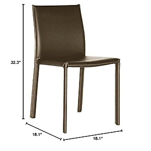 Baxton Studio Leather Dining Chair, Set of 2, Espresso Brown