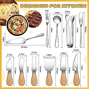 60 Pieces Cheese Knife Set Butter Spreader Knife Stainless Steel Spatula Charcuterie Board Accessories Utensils with Wooden Handles Mini Serving Tongs Spoons Forks for Birthday Wedding Christmas
