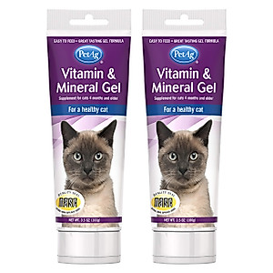 Pet-Ag Vitamin & Mineral Gel Supplement for Cats - 3.5 oz, Pack of 2 - Provides Basic Daily Vitamins & Minerals for Cats 4 Months and Older - Easy to Digest