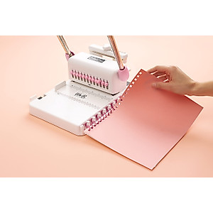 We R Memory Keepers, Cinch Book Binding Machine 2, Pink/White, Easy to Use Design with Slide Ruler, Compatible with Wire or Spiral Coils, Make Professional Books, Notebooks, Calendars and More