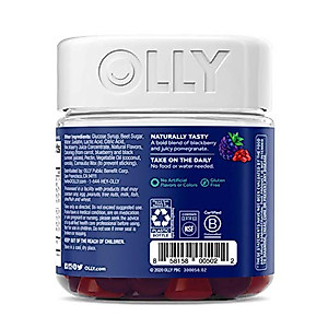 OLLY Men's Multivitamin Gummy, Overall Health and Immune Support, Vitamins A, C, D, E, B, Lycopene, Zinc, Adult Chewable Vitamin, Blackberry, 45 Day Supply - 90 Count
