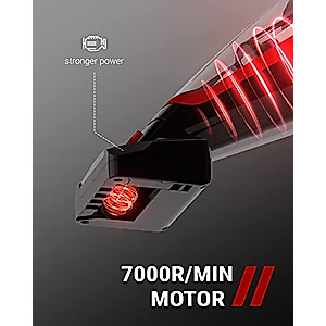 VacLife Handheld Vacuum for Pet - Hand Vacuum Cordless Rechargeable, Well-Equipped Hand Held Vacuum with Reusable Filter & LED Light, Powerful Stair Vacuum with Motorized Brush, Red (VL726)