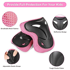 WayEee Kids Bike Helmet Knee Elbow Pads Wrist Guards Set for 4~10yrs Boys Girls Child, Adjustable Protective Gear Set for Sports Skateboarding Cycling Scooter Roller Skating Longboard Rollerblade