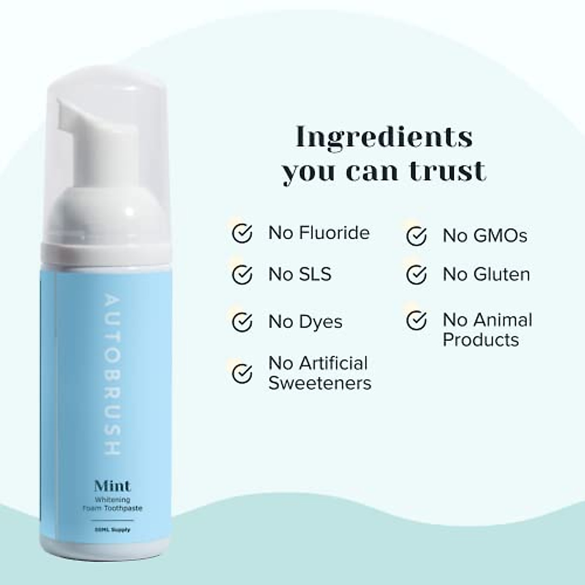 AutoBrush Original Mint Fluoride Free Foaming Toothpaste - Travel Friendly, Anti-Cavity (1 Pack)