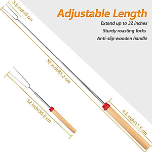 4Pcs Smores Sticks for Tabletop Fire Pit Long 32 Inch, S'mores Skewers Kit Marshmallow Roasting Sticks Hot Dog Fork, Camping Essentials Smores Maker Gear Outdoor Campfire Cooking Accessories