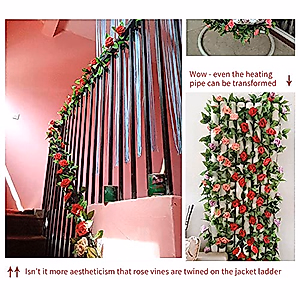 Vines Decor, Vines with Flowers, Artificial Plants Greenery Vine for Bedroom Vine Trellis Classroom Balcony Decor (G)
