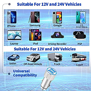 [Apple MFi Certified] iPhone Car Fast Charger, 4.8A Dual Port USB All Metal Smart Adapter with 2Pack Lightning Cable Power Quick Charging, for iPhone 14 13 12 11 Pro Max X XR XS 8 7 Plus iPad/AirPods