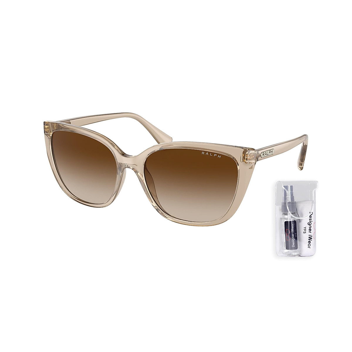 Ralph Lauren RA5274 580213 56MM Shiny Transparent Brown/Gradient Brown Cateye Sunglasses for Women + BUNDLE With Designer iWear Complimentary Eyewear Kit