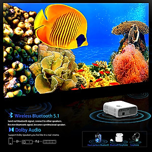 ABoolon Outdoor Projector Projector with WiFi and Bluetooth,Projector 4K Support 500" Display,4P/4D Keystone Correction,50%Zoom,PPT, Compatible TV Stick,iOS,Android,Win