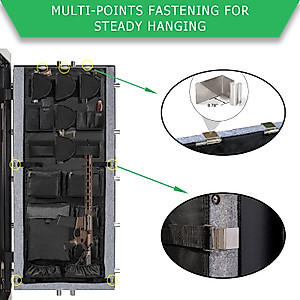Gun Safe Door Organizer,Gun Safe Door Panel Organizer with Removable Pistol Holders Mag Pouch,Adjustable Width Fit Door Panel from 18.5 to 23 inches,Gun Safe Accessories Storage (18W*46.5H inch)