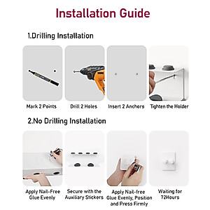 Affogato Wall Mount Holder Compatible with Dyson Airwrap Styler Storage Holder for Accessories Organizer Rack Stand for Wand Barrels Brushes, 4-Slots, White