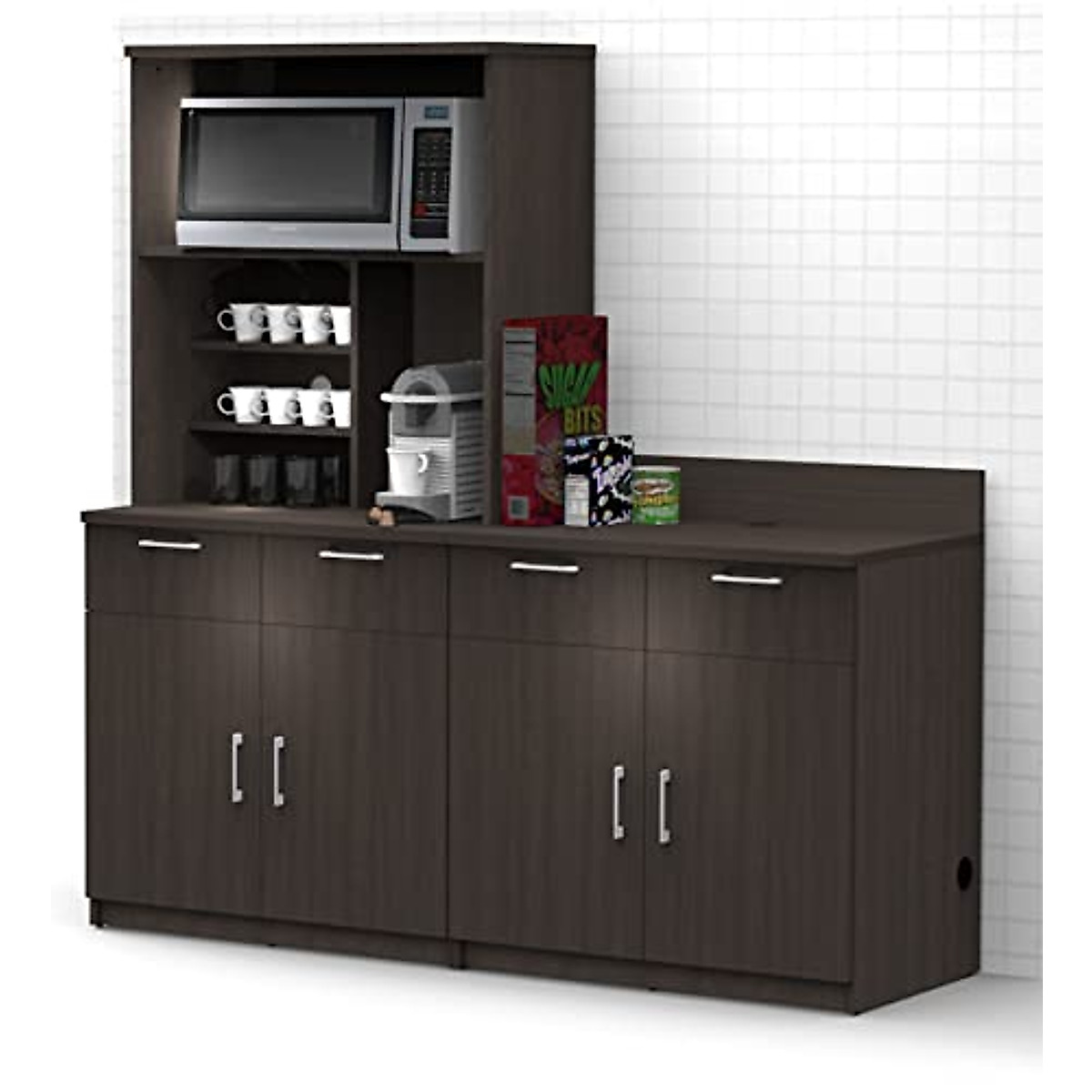Breaktime Coffee Break Lunch Room Furniture Buffet Model 4342 3 Piece Group Color Espresso - Factory Assembled (NOT RTA) Furniture Items ONLY.
