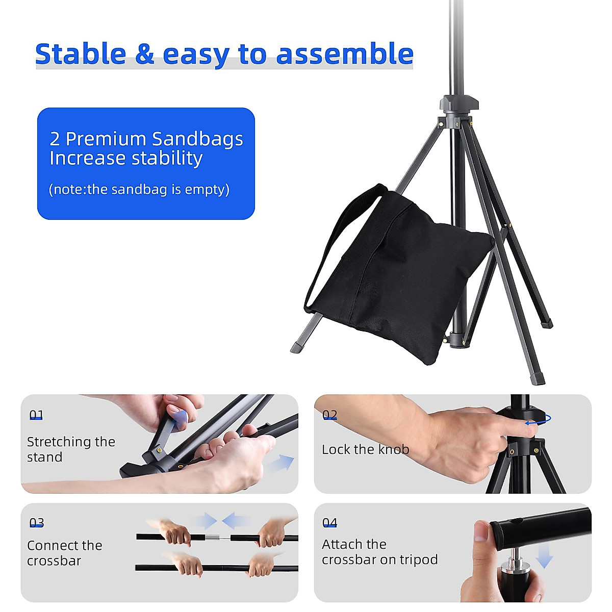 Upgraded Backdrop Stand - PHOPIK 6x9ft Adjustable Photoshoot - Backdrop Stand for Parties - Background Support System Kit for Photography Studio with Clamp, Sand Bag, Carry Bag