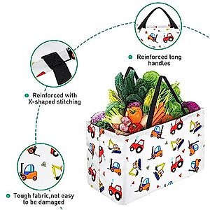 Cartoon Vehicle Full Print Large Capacity Laundry Organizer Tote Bag - Reusable and Foldable Oxford Cloth Shopping Bags