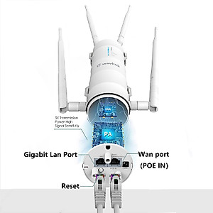 Zeateck AC1200 Outdoor Wireless Access Point WiFi Range Extender WiFi Booster Seamless Roaming MU-MIMO | PoE Powered, High Power and Gigabit Ethernet AP