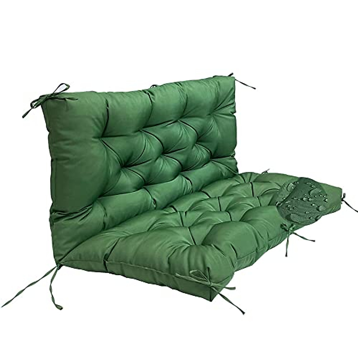 LFNOONE Thicken 5" Swing Chair Pads for Garden Patio,Swing Replacement Cushions with Backrest,Waterproof Bench Cushion for Outdoor Furniture,2-3 Seater Washable Swing Replacement Cushions/40x40 Green