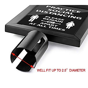 New Star Foodservice 54729 Commercial-Grade Stanchion Top Sign Frames, Black, Sign Sold Separately (Fits 2.5-Inch Post Diameter)